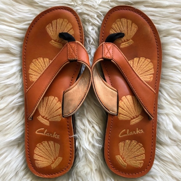 Clarks | Shoes | Clarks Seashell Thong Leather Slippers | Poshmark
